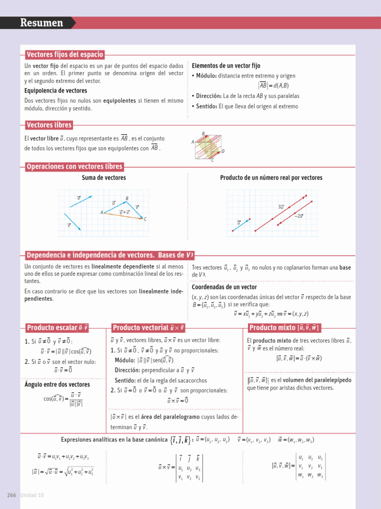 Resumen Vectores | PDF | Vector Euclidiano | Euclides