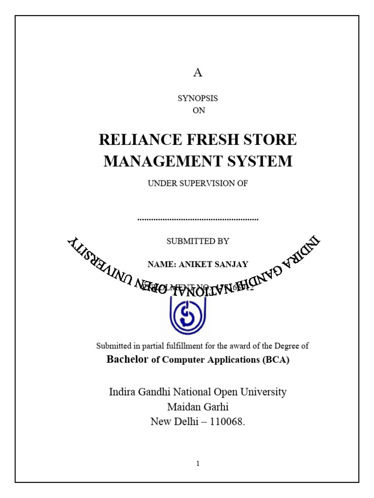 Reliance Fresh Store Management System | PDF | Databases | Relational ...