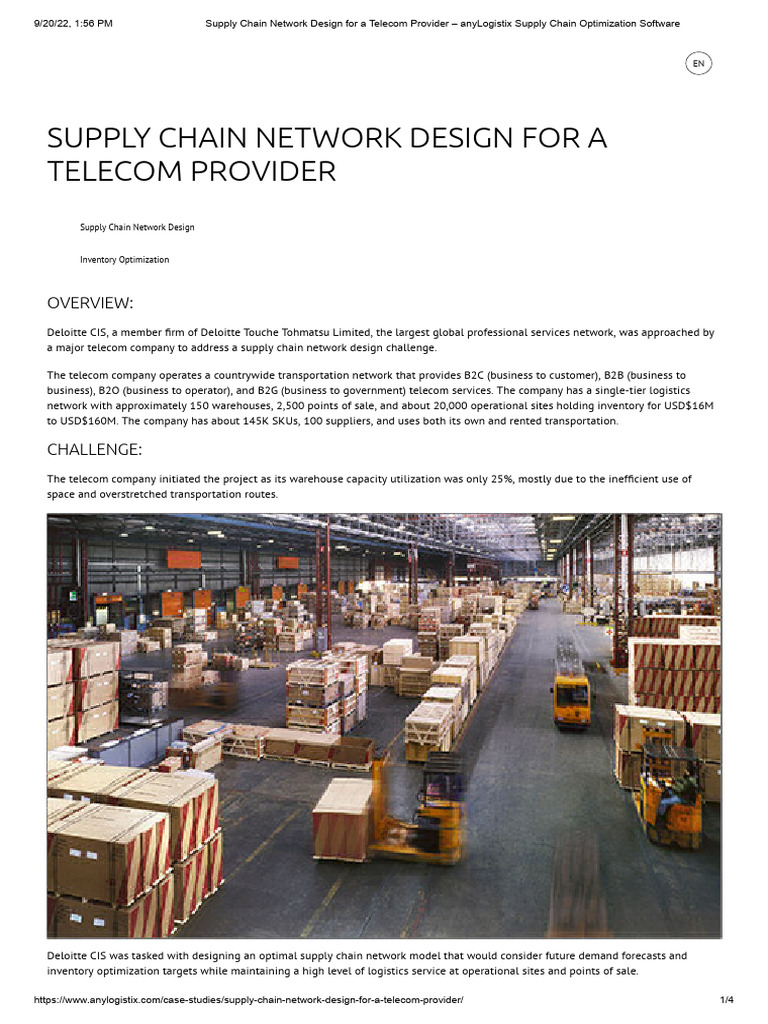 Telecom Supply Chain Optimization | PDF | Supply Chain | Logistics
