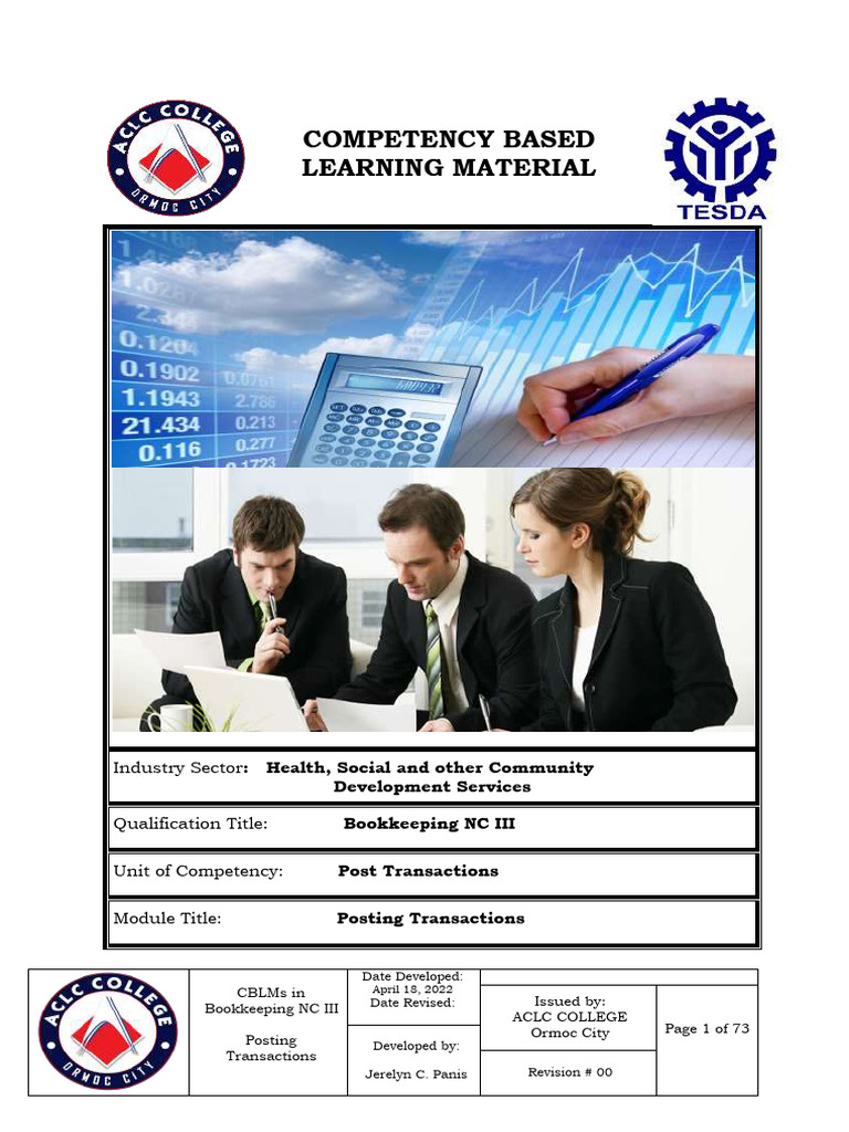 CBLM - Posting To Ledger | PDF | Debits And Credits | Bookkeeping