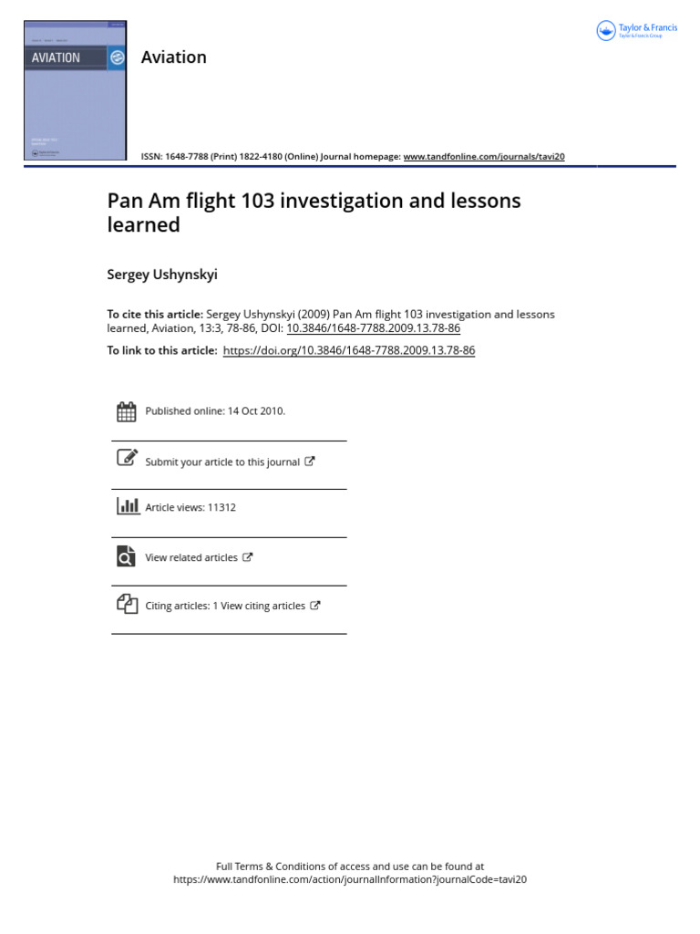 Pan Am Flight 103 Investigation and Lessons Learned | PDF | Airport ...