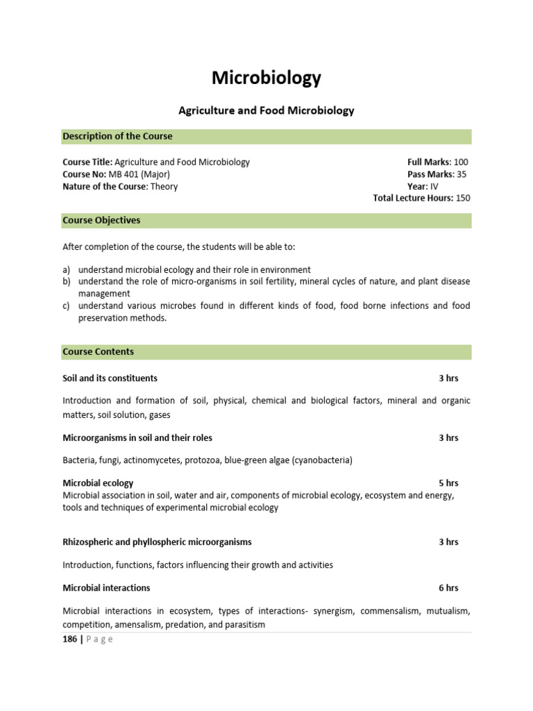 MICROBIOLOGY-4th Year Syllabus | PDF | Microorganism | Infection