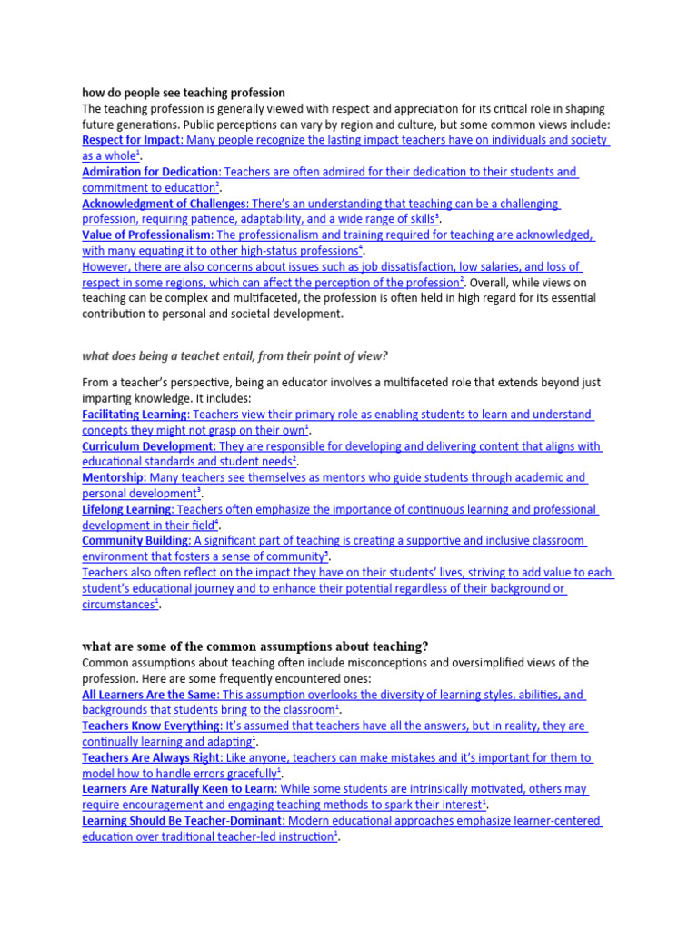 How Do People See Teaching Profession | PDF | Teachers | Mentorship