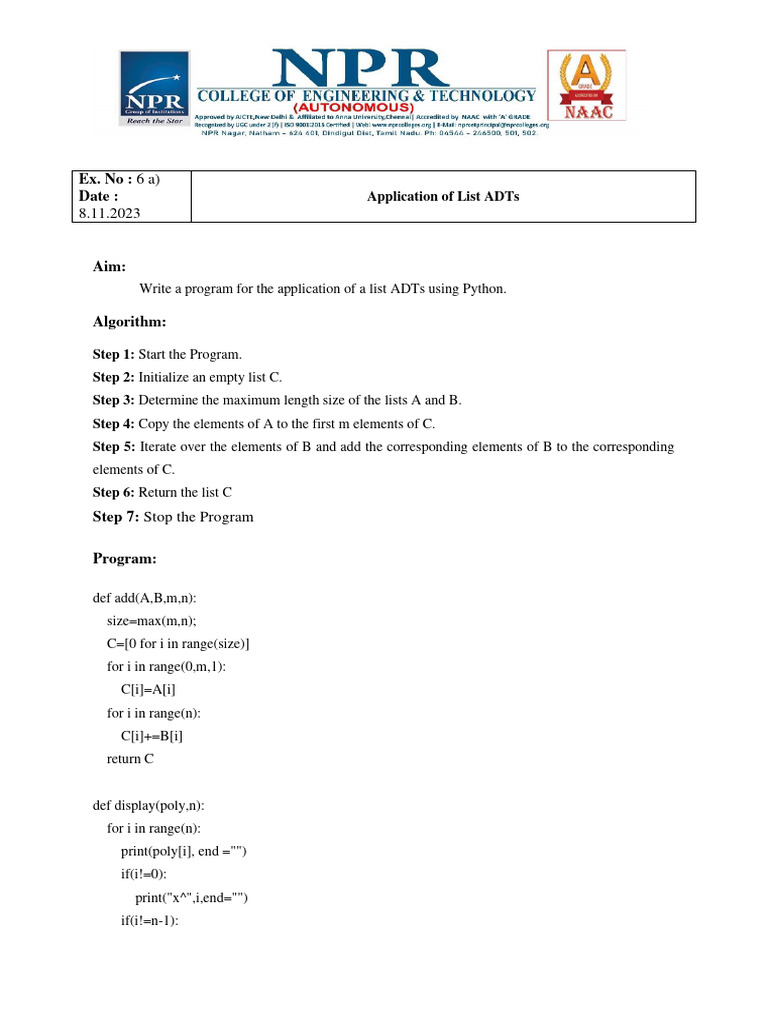 DSA Lab Experiments - 6 A), 6 B) and 6 C) | PDF | Algorithms | Software Engineering