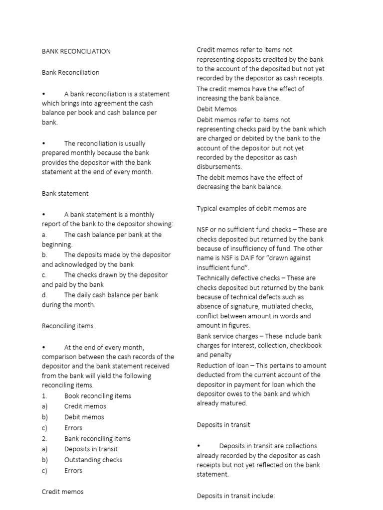 Bank Recon Notes | PDF | Deposit Account | Banks