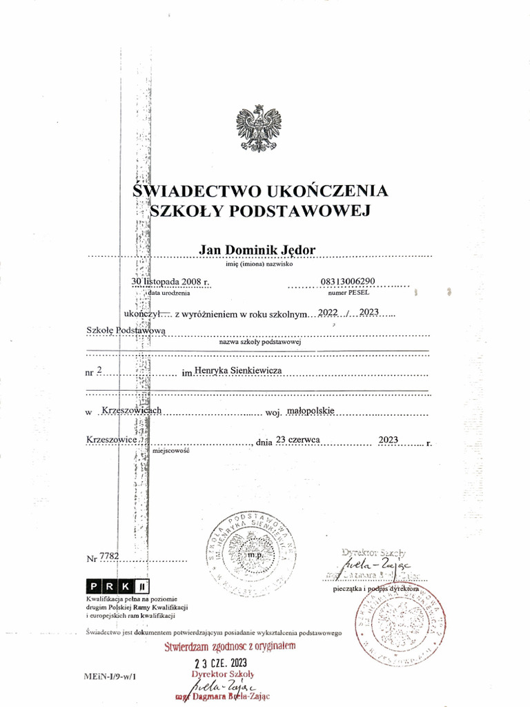 Swiadectwo | PDF