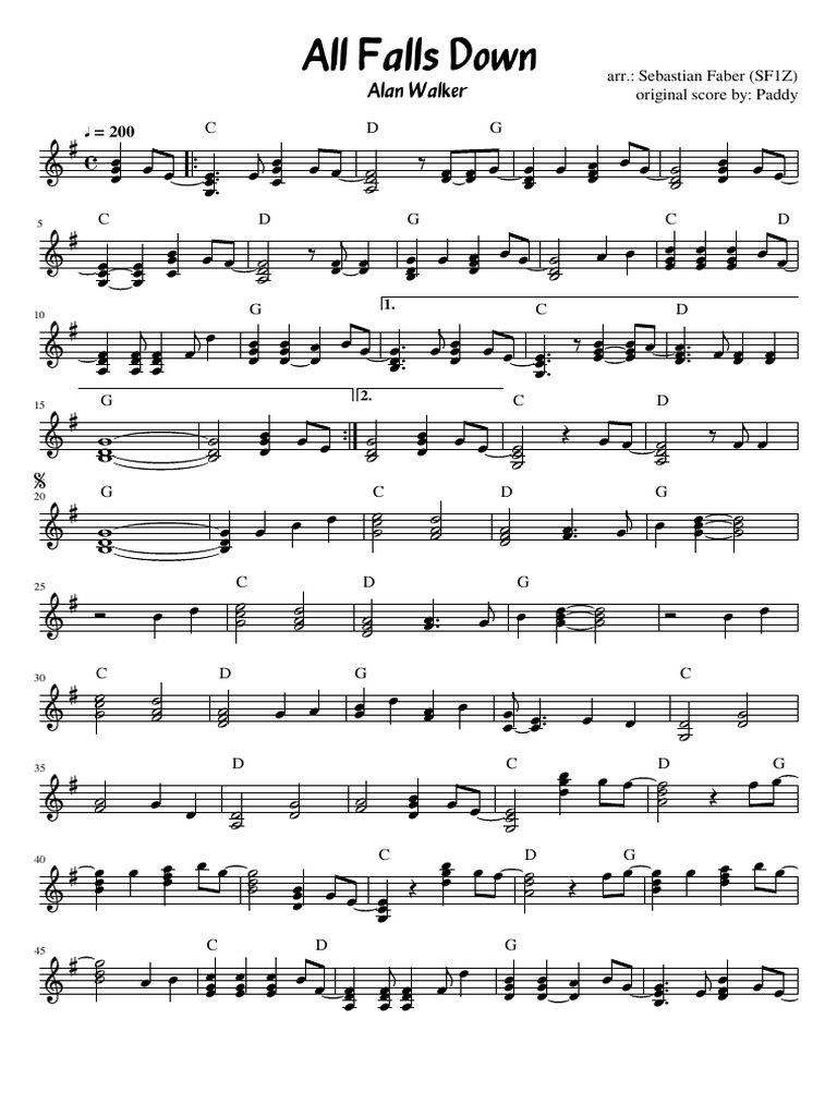 Alan Walker's "All Falls Down" Arrangement | PDF