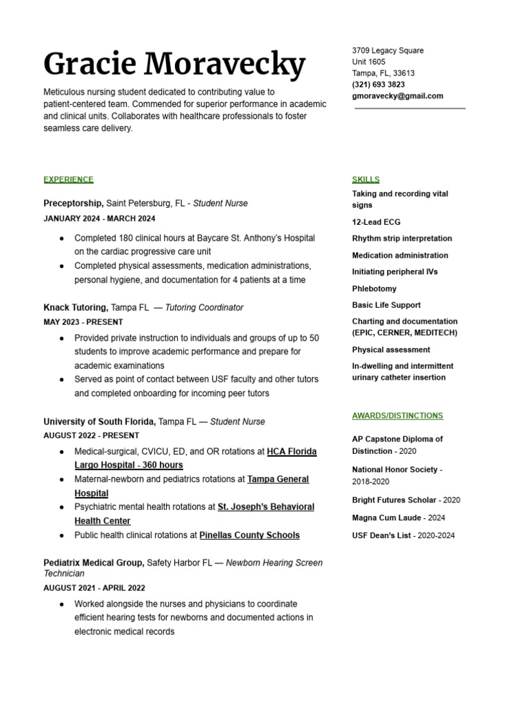 Resume Final | PDF | Nursing | Hospital