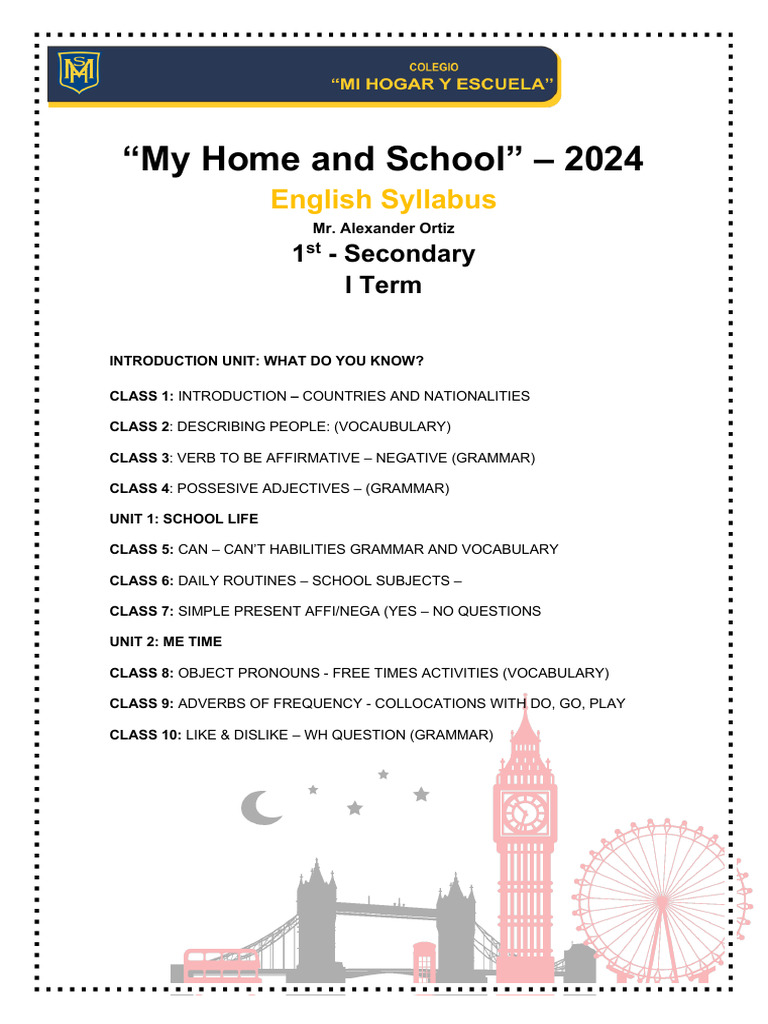 2024 English Syllabus for 1st Secondary | PDF