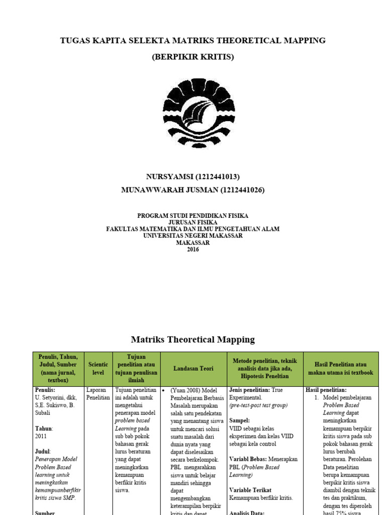 Matriks Theoretical Mapping | PDF