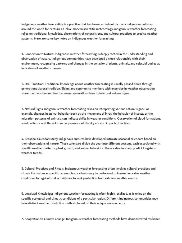 Indigenous weather forecasting | PDF | Weather Forecasting | Weather