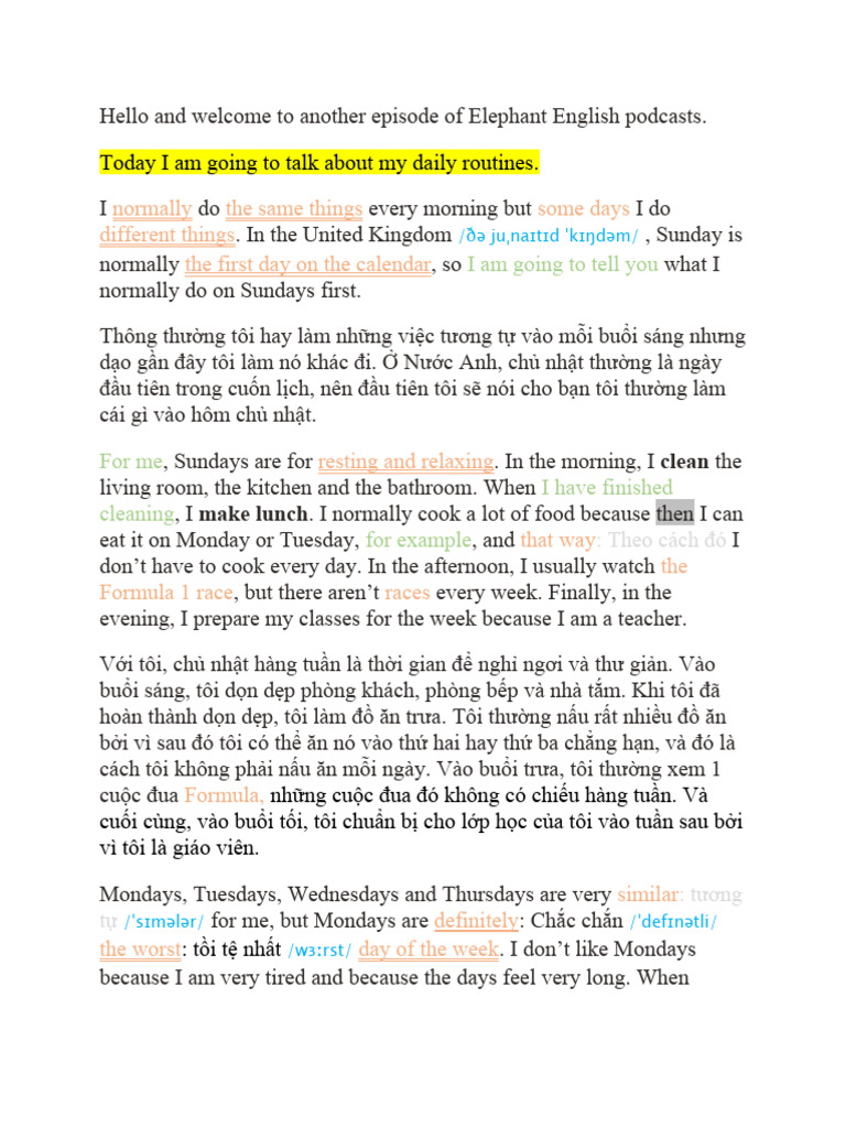 Daily Routines | PDF