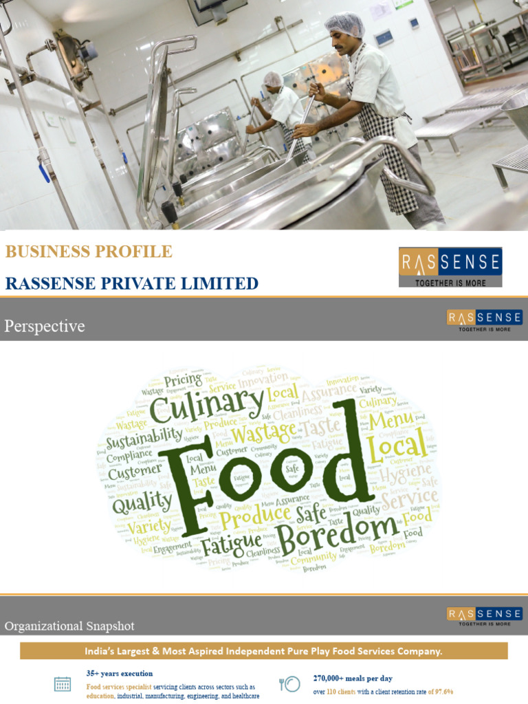 Rassense Pvt Ltd: Food Services Profile | PDF | Chef | Culinary Arts