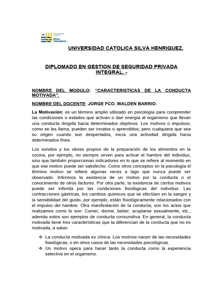 Características de la conducta motivada | PDF | Motivacional | Motivación