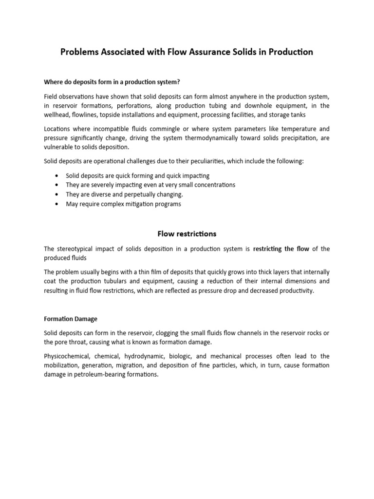 Flow Assurance: Solids Impact in Production | PDF | Heat Transfer | Pump