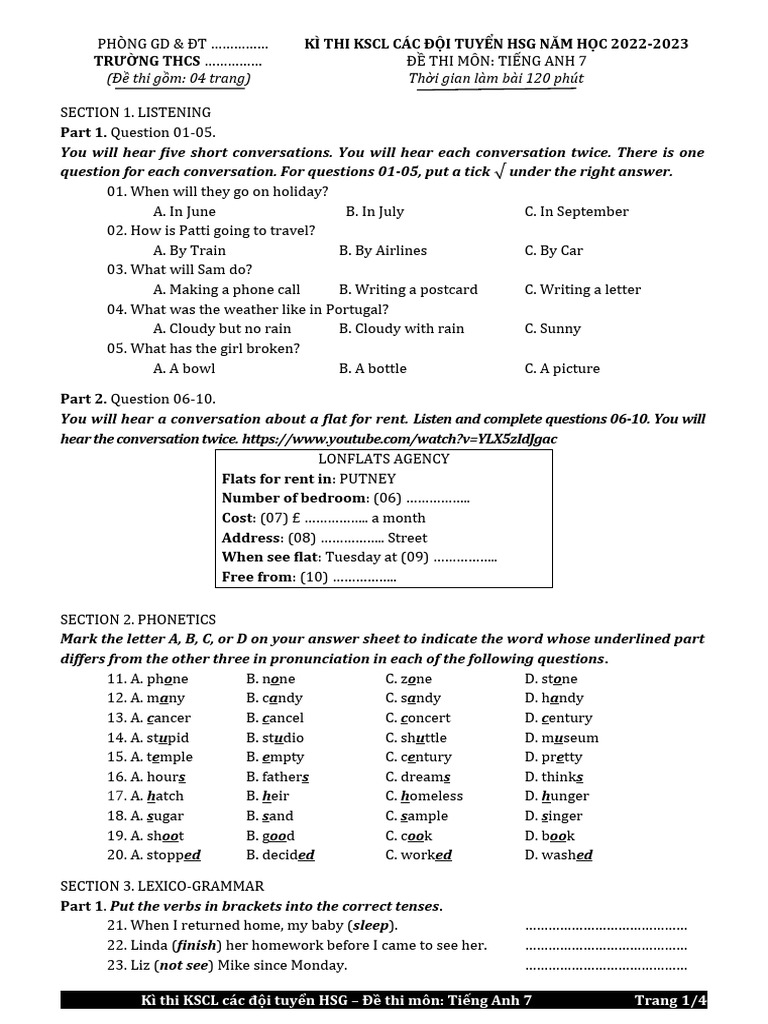 De Luyen Thi HSG 701 | PDF | Water