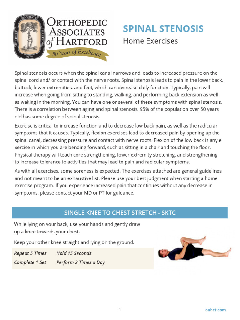 Spinal Stenosis Home Exercise Guide | PDF | Anatomical Terms Of Motion ...