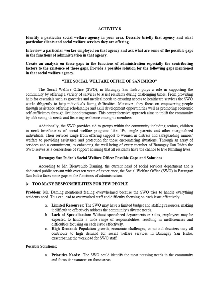 a8 | PDF | Welfare | Information