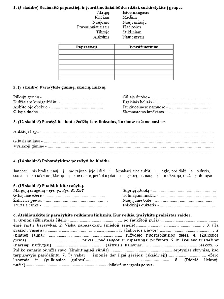 Lietuvių K. - Įvardžiuotinės Formos | PDF