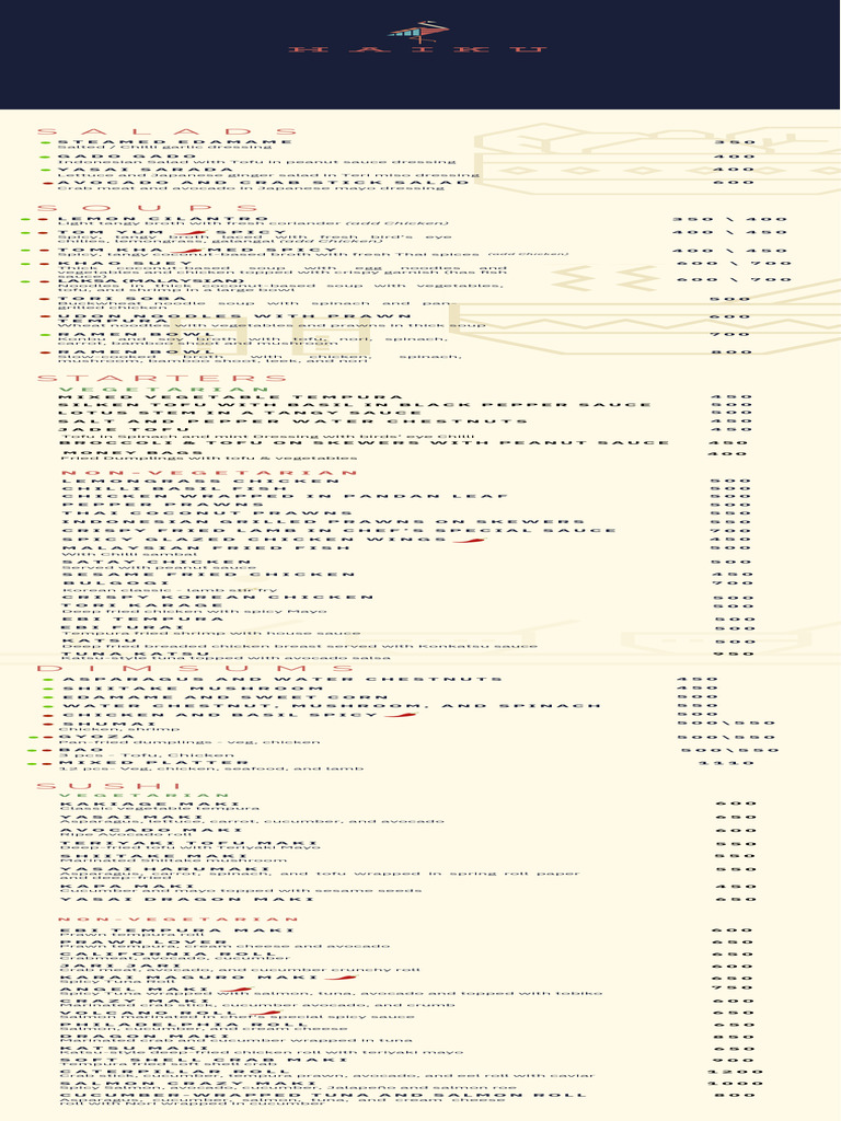 Haiku Menu Jan2023 | PDF | Sushi | Thai Cuisine