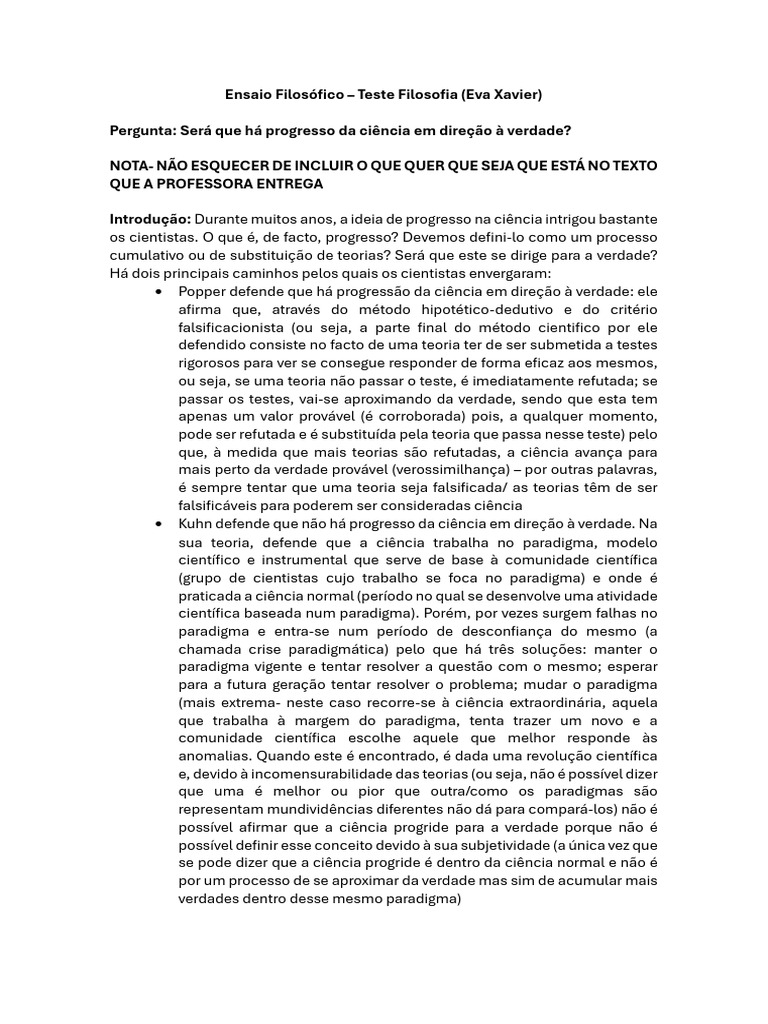 Ensaio Filosófico | PDF | Science | Teoria