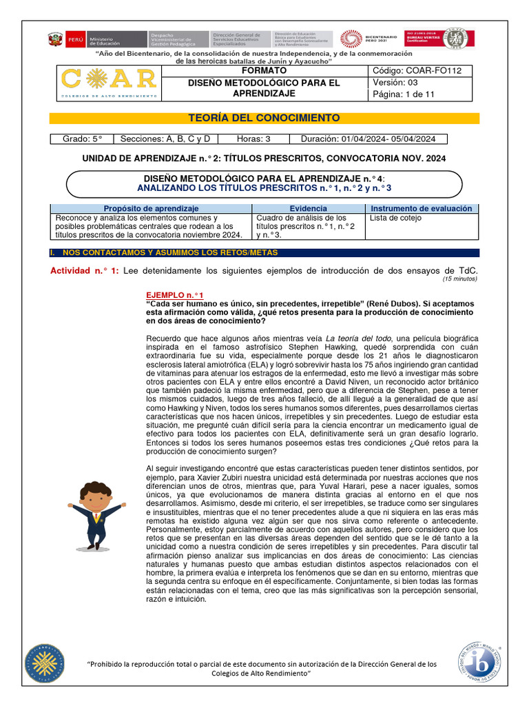 DMpA 5 - TDC - 5to - Unidad 2 | PDF | Ensayos | Conocimiento