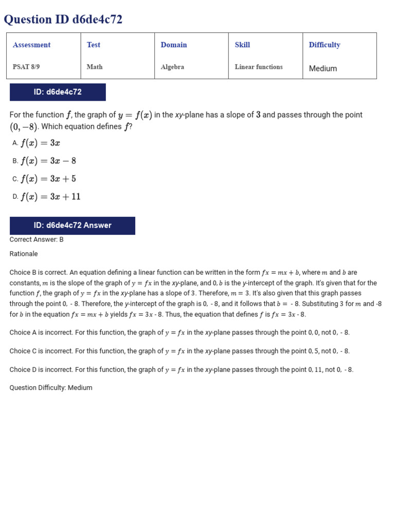 Psat-Algebra Questions2-Answers | PDF | Function (Mathematics) | Equations