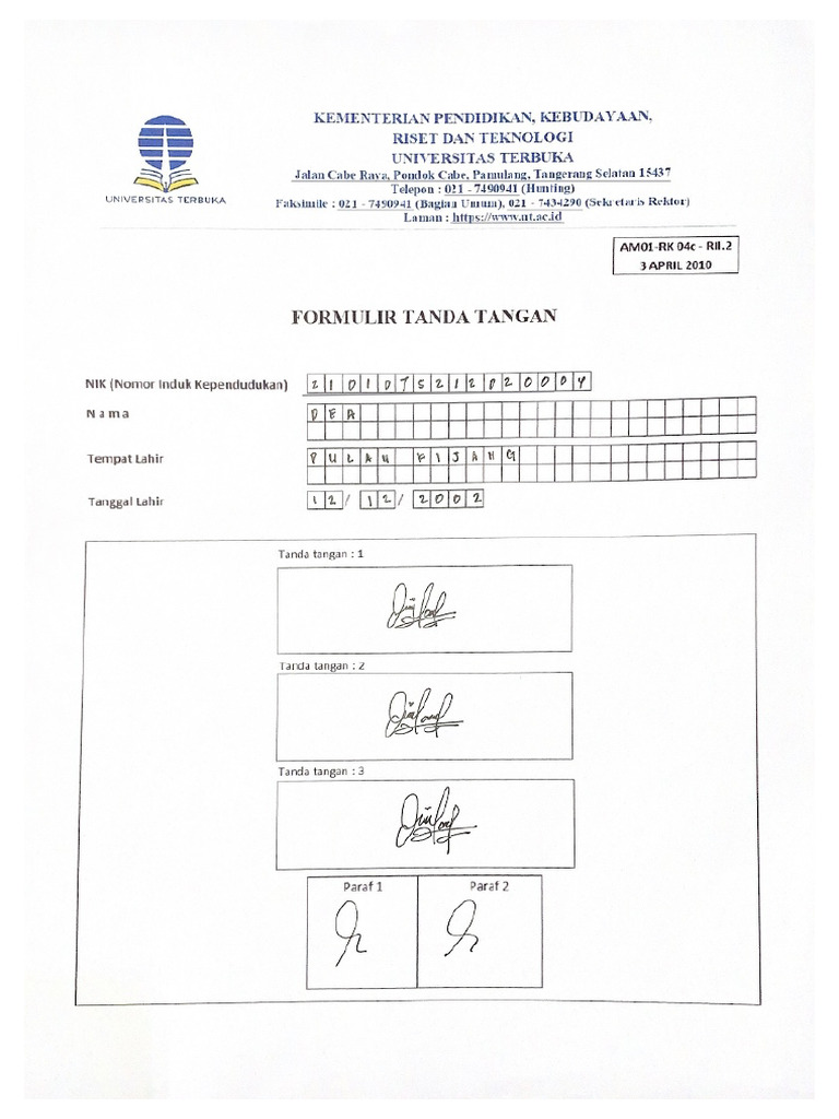 Formulir Tanda Tangan | PDF