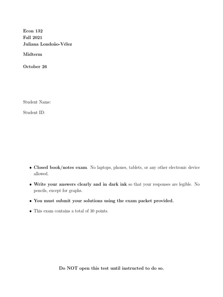 Econ 132 Midterm Exam Overview | PDF | Taxes | Labour Economics