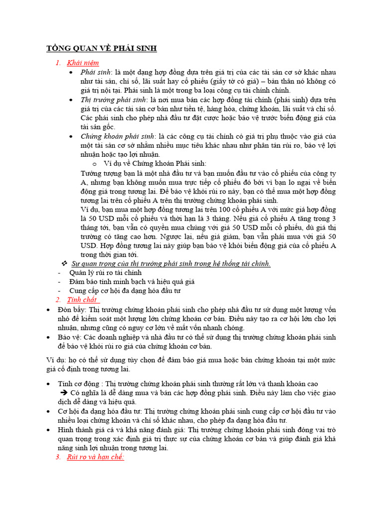 TỔNG QUAN VỀ PHÁI SINH | PDF