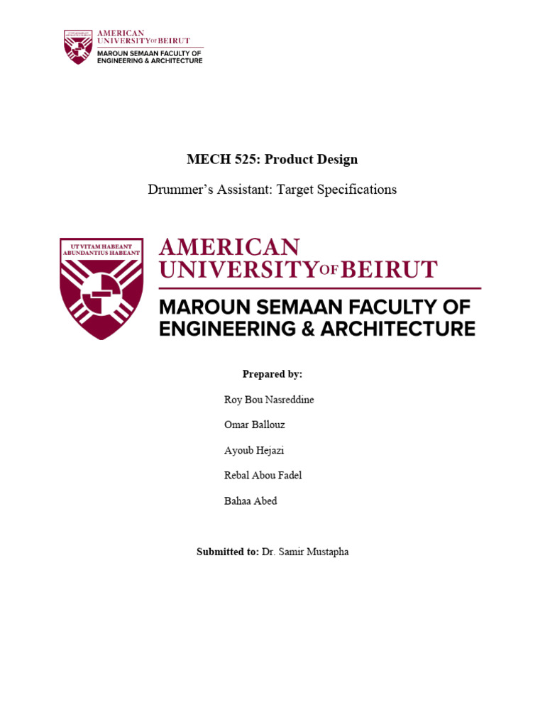 Target Specifications | PDF | Usability