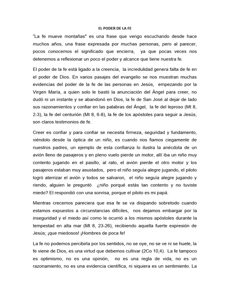 El poder de la fe | PDF | Fe | Jesús