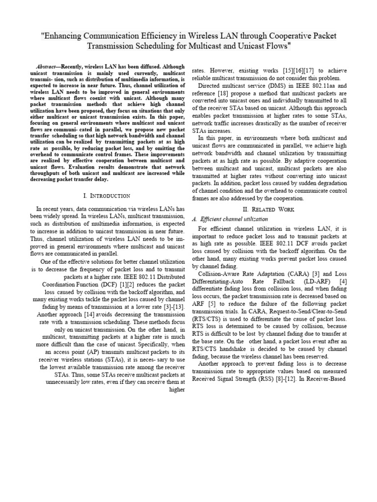 Enhancing Communication Efficiency In Wireless Lan Through Cooperative Packet Transmission