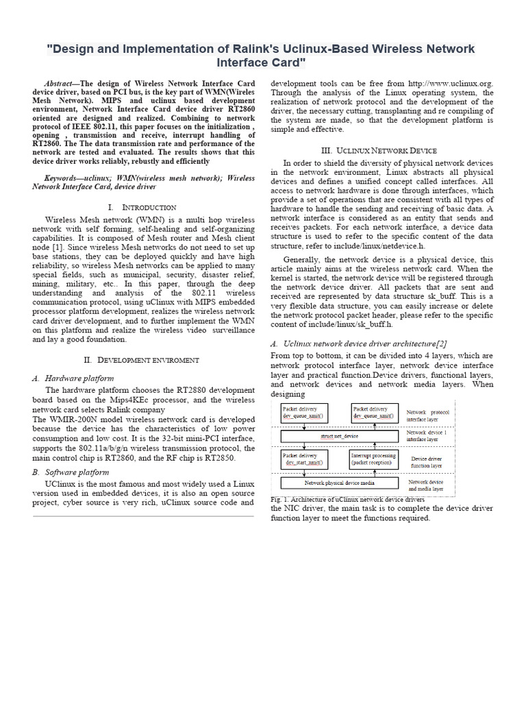 Design and Implementation of Ralink's Uclinux-Based Wireless Network Interface Card | PDF ...