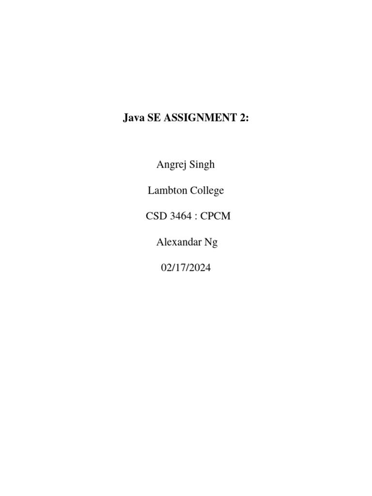 Java SE Assignment 2 Results | PDF