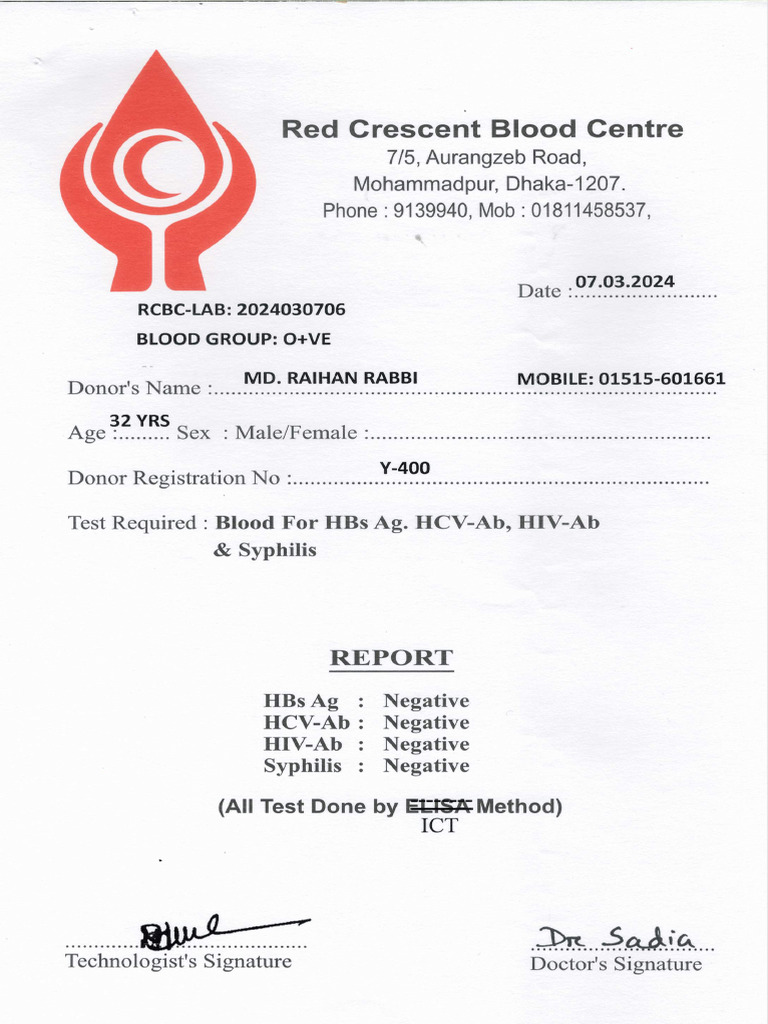 Red Crescent Blood Donation Certificate | PDF
