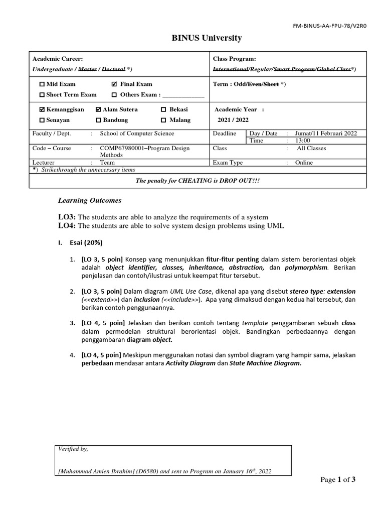 Ujian Akhir Desain Program | PDF