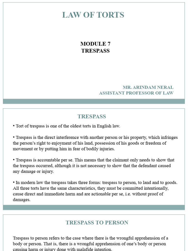 Understanding Trespass in Tort Law | PDF | Trespass | License
