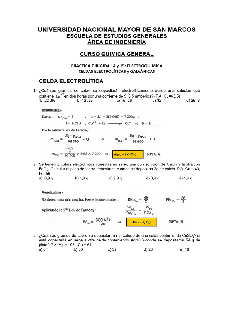 PD 14 - 15 ELECTROQUÍMICA | PDF | Redox | Electrodo