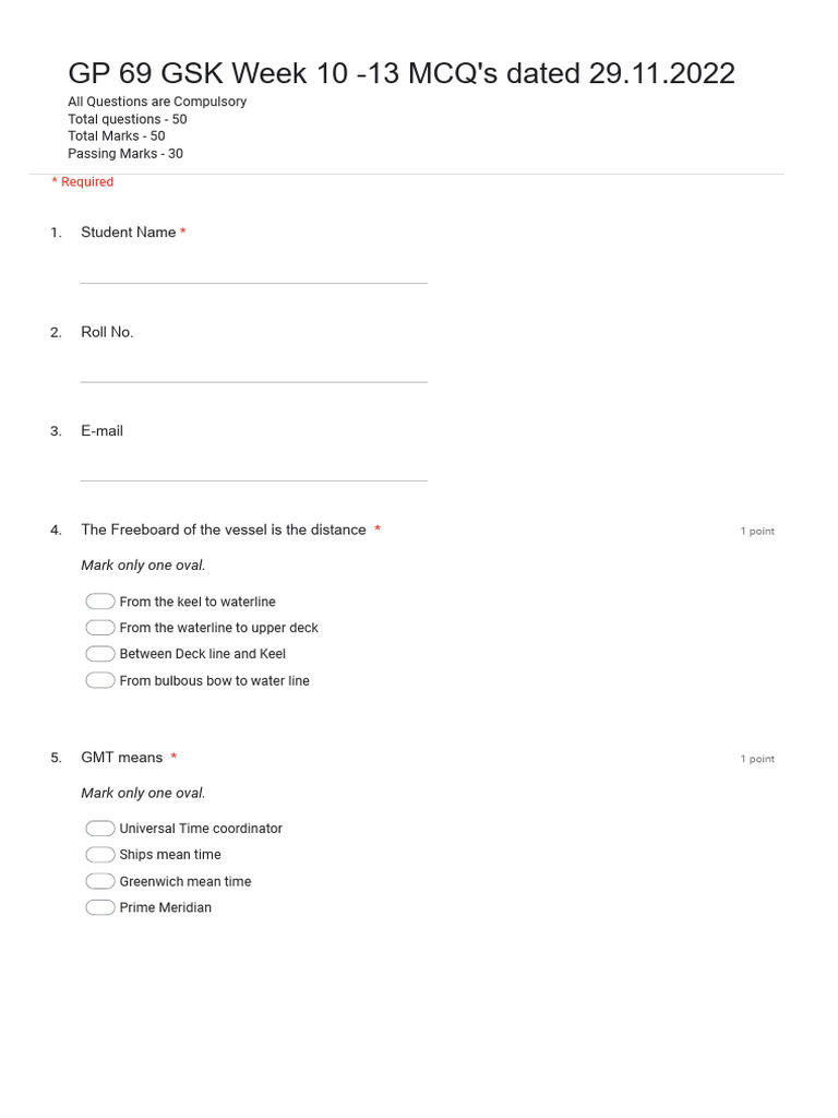 GSK MCQ Week 10 - 13 - Google Forms | PDF | Longitude | Latitude