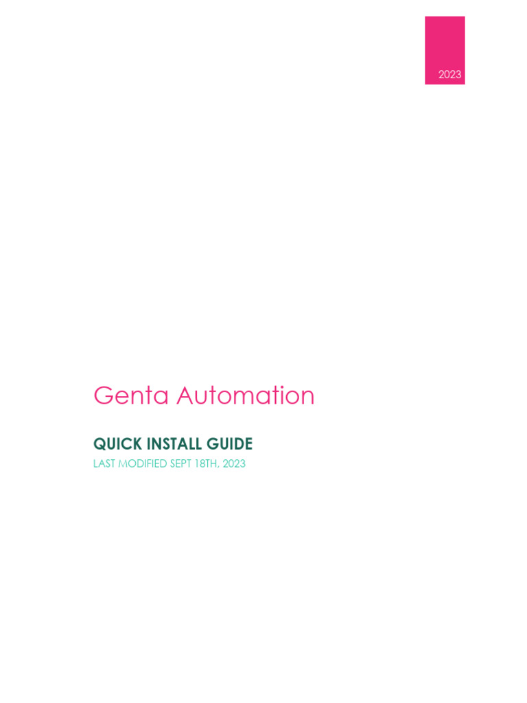 Genta Automation - Quick Install Guide | PDF | Installation (Computer Programs) | Automation