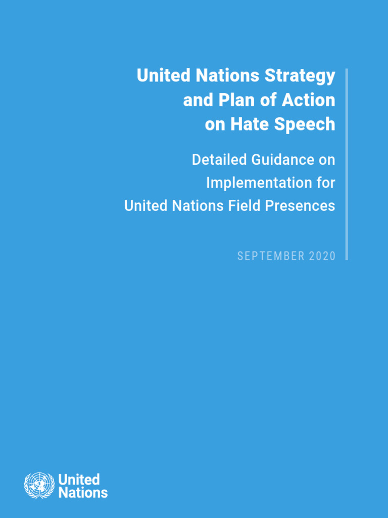 UN Strategy and PoA On Hate Speech Guidance On Addressing in Field | PDF | Hatred | Hate Speech