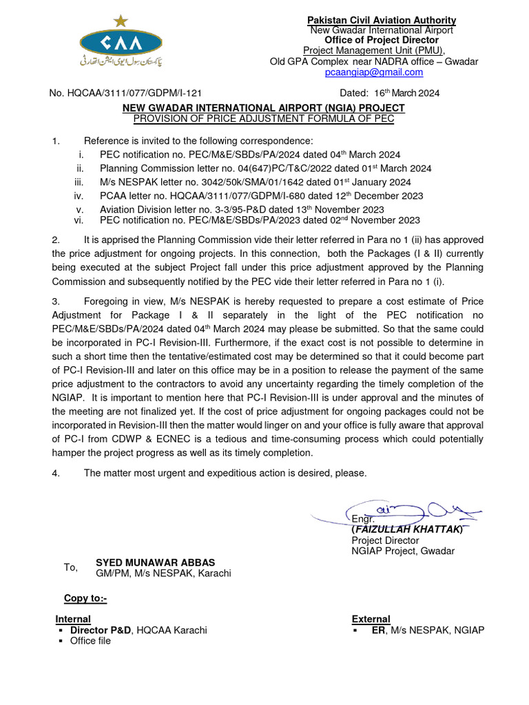 121 Price Adjustment Formula of Pec | PDF