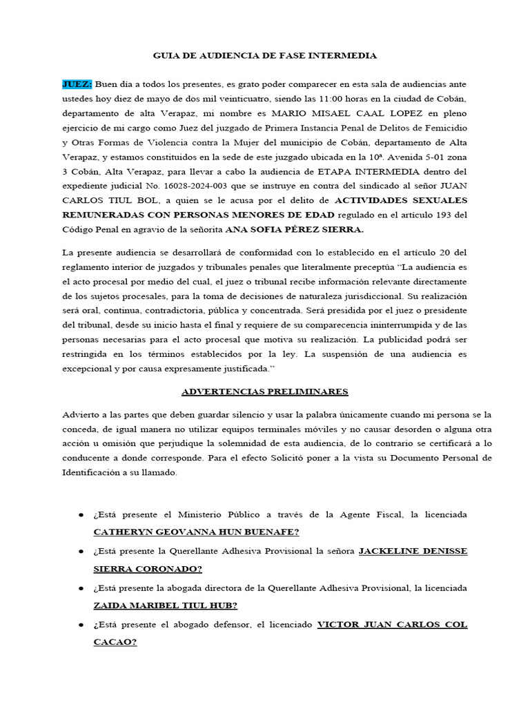 3.audiencia de Fase Intermedia. Caso 3, Completo | PDF | Fiscal | Ley procesal