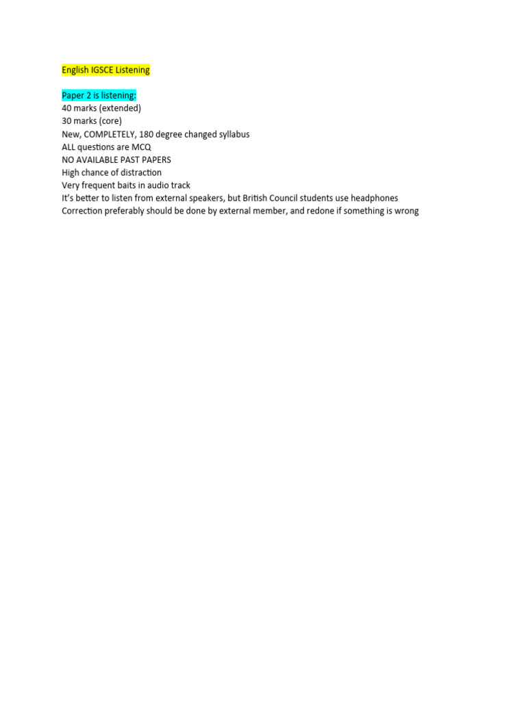 IGSCE English Listening Exam Guide | PDF