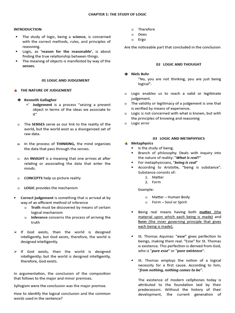 Chapter 1 The Study of Logic | PDF | Logic | Argument