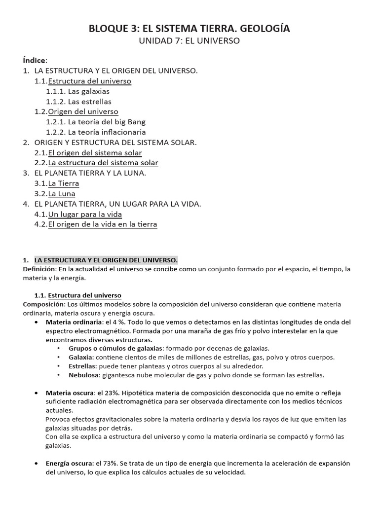Resumen Tema 7 | PDF | Estrellas | Sistema solar