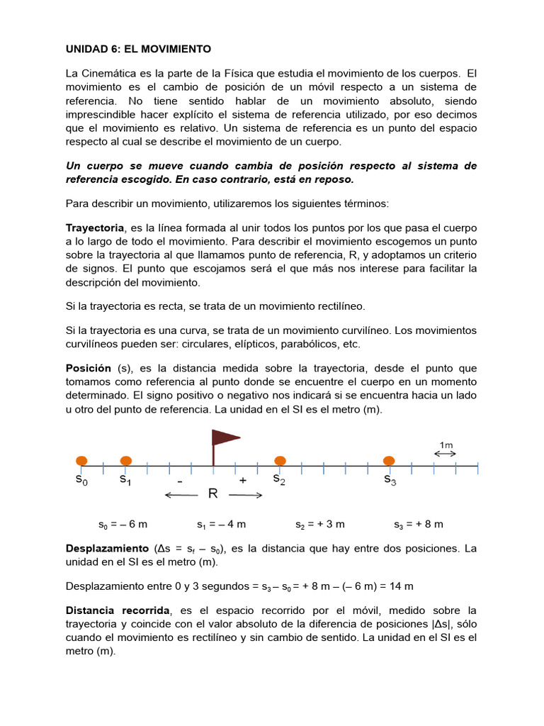 Apuntes Movimiento Básicos | PDF | Trayectoria | Aceleración