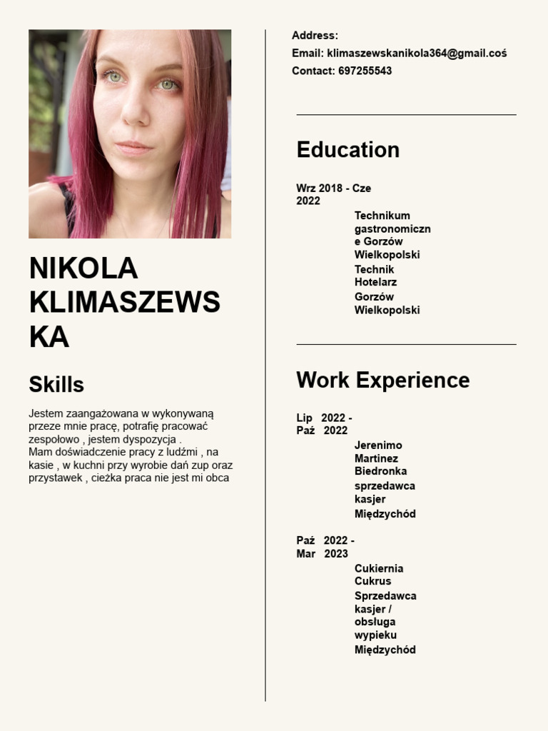 Nikola Klimaszewska CV | PDF