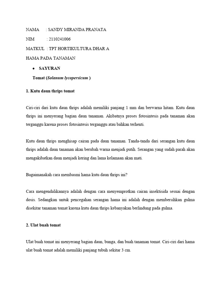 Horti A - Hama Tanaman - Sandy Miranda Pranata 2110241006 | PDF